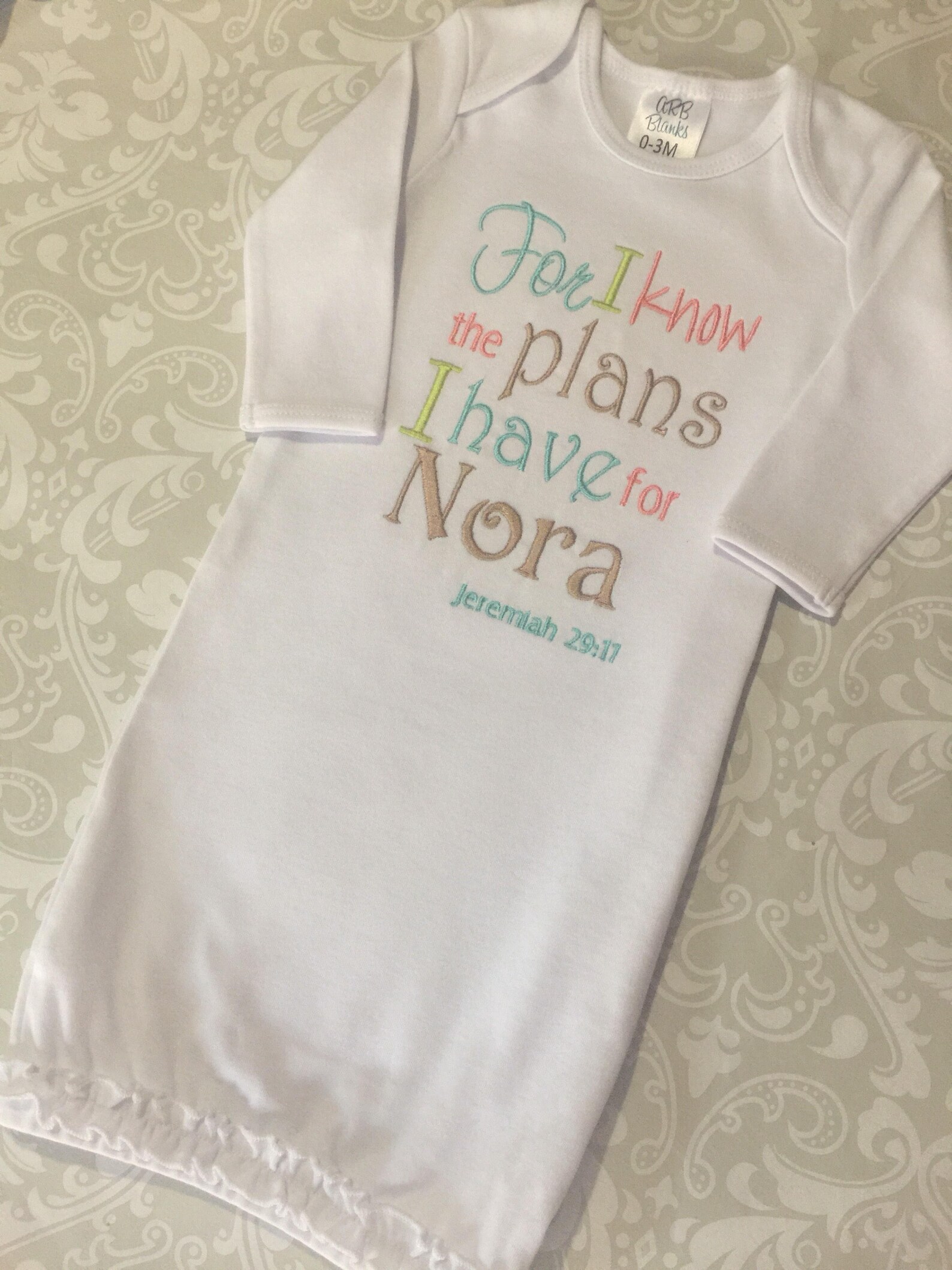 Christian Baby Gift, Monogram Infant Gown, Monogrammed Bib, Burp Cloth ...