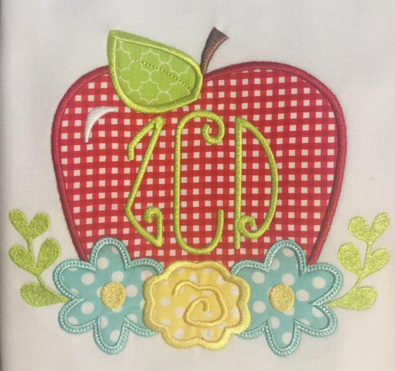 Back to School Monogram Apple Applique Girls Outfit, Girls School ...