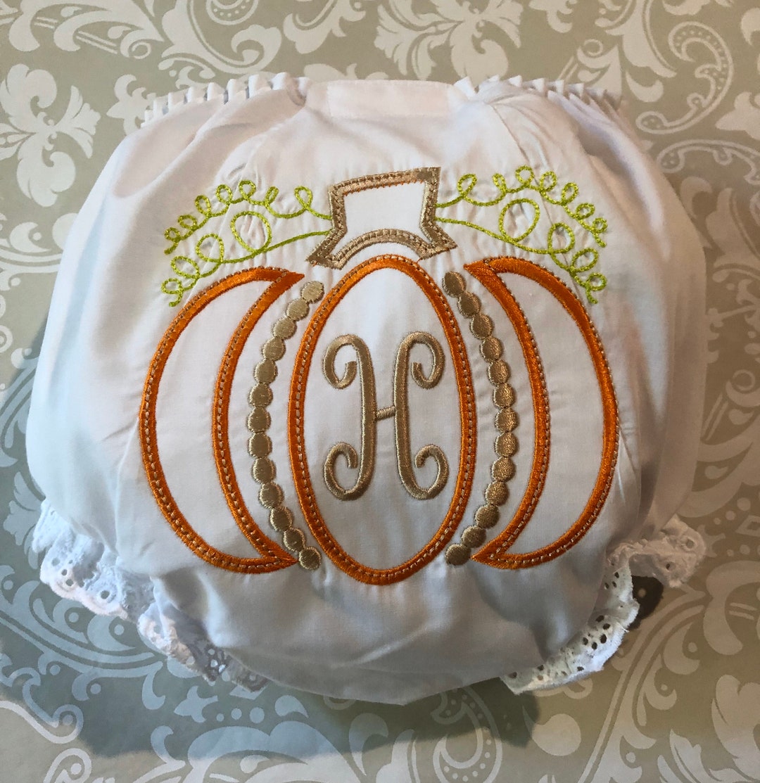 Pumpkin Monogram Bloomers, Monogrammed Diaper Covers, Fall Baby ...