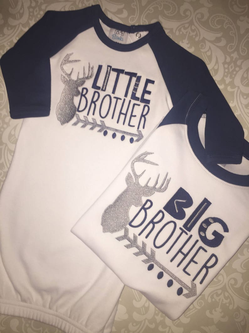 Deer Antler Little Brother Raglan Baby Gown, Matching Big Brother ...