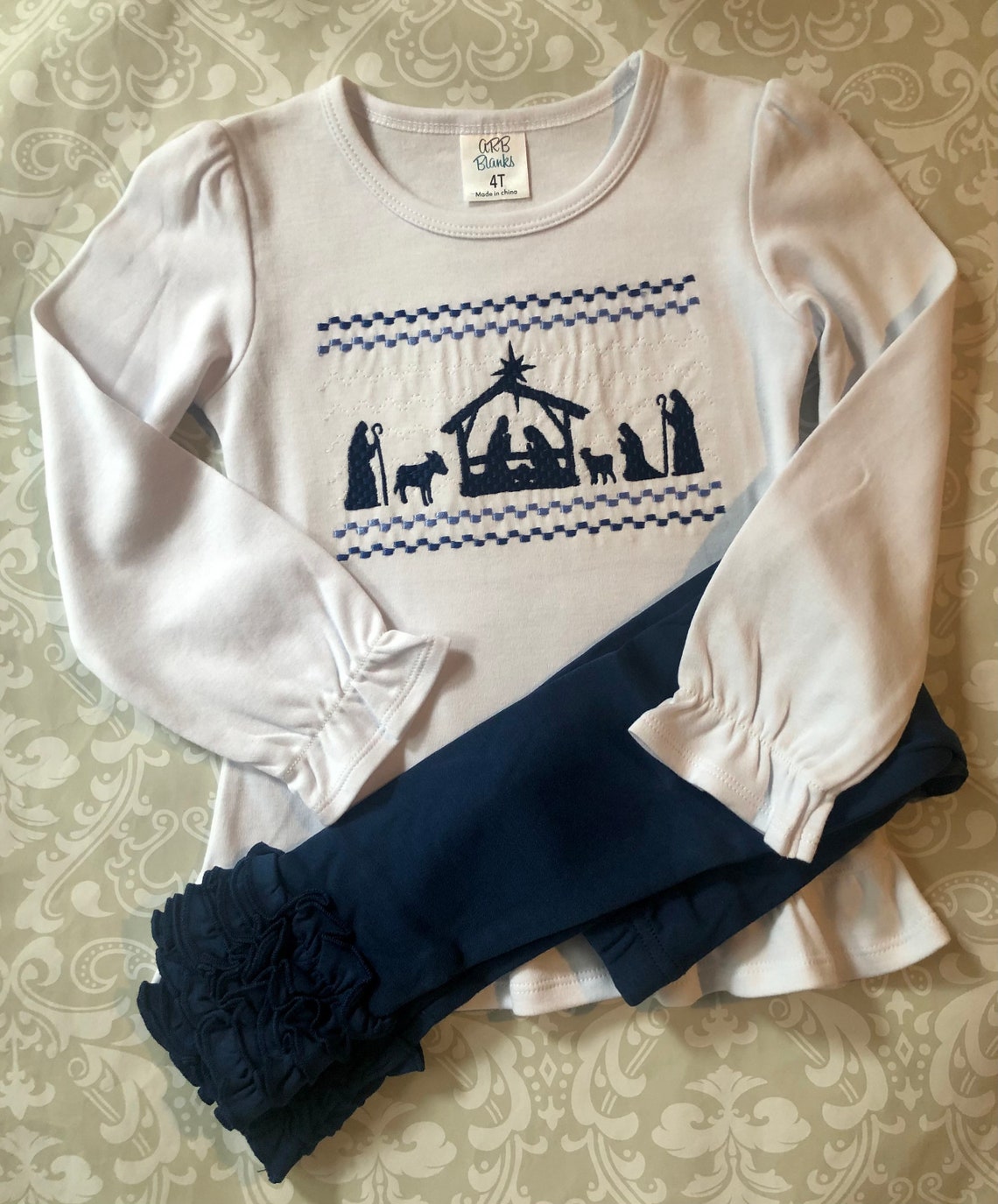 Faux Smocked Nativity Christmas Outfit for Girls Toddler Girl - Etsy