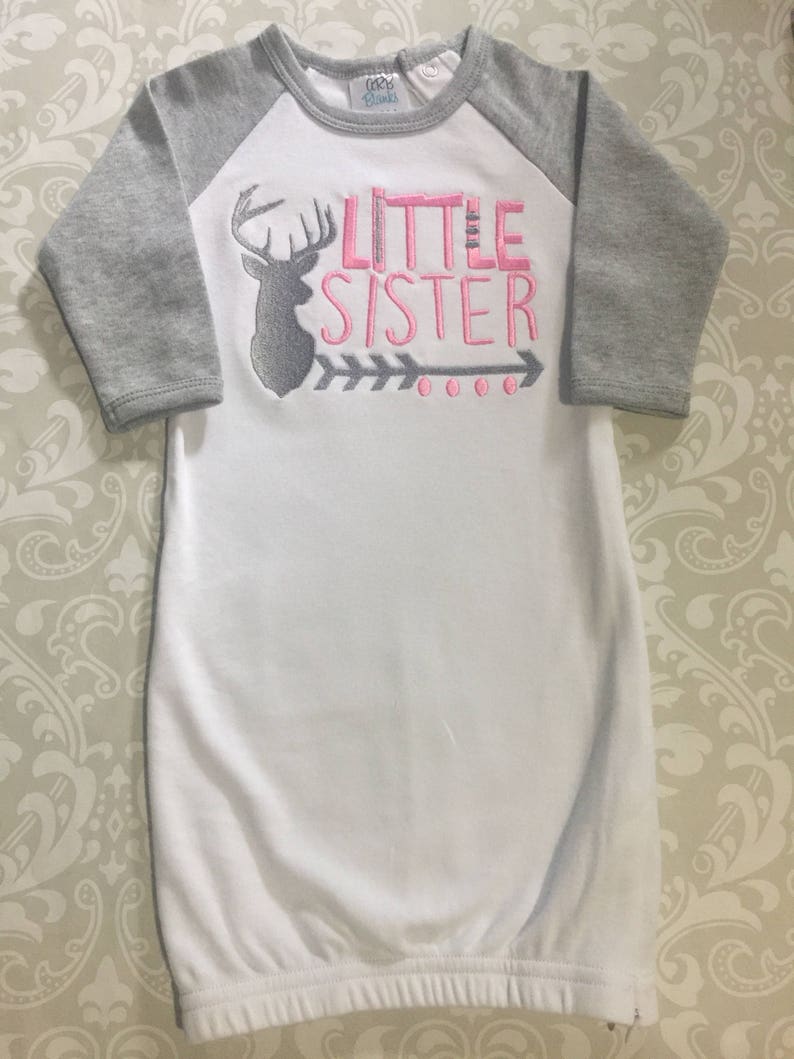 Little Sister Baby Raglan Gown Big Sister Raglan Tee Shirt - Etsy