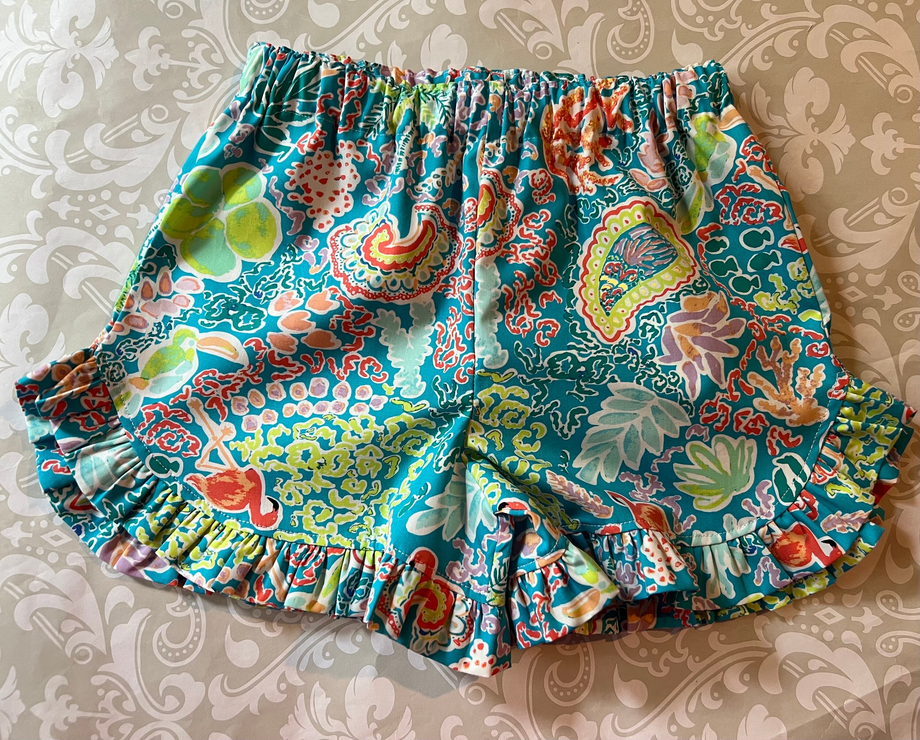 Flamingo Applique Shorts Set, Ribbon Flamingo Outfit, Ruffle Shorts ...