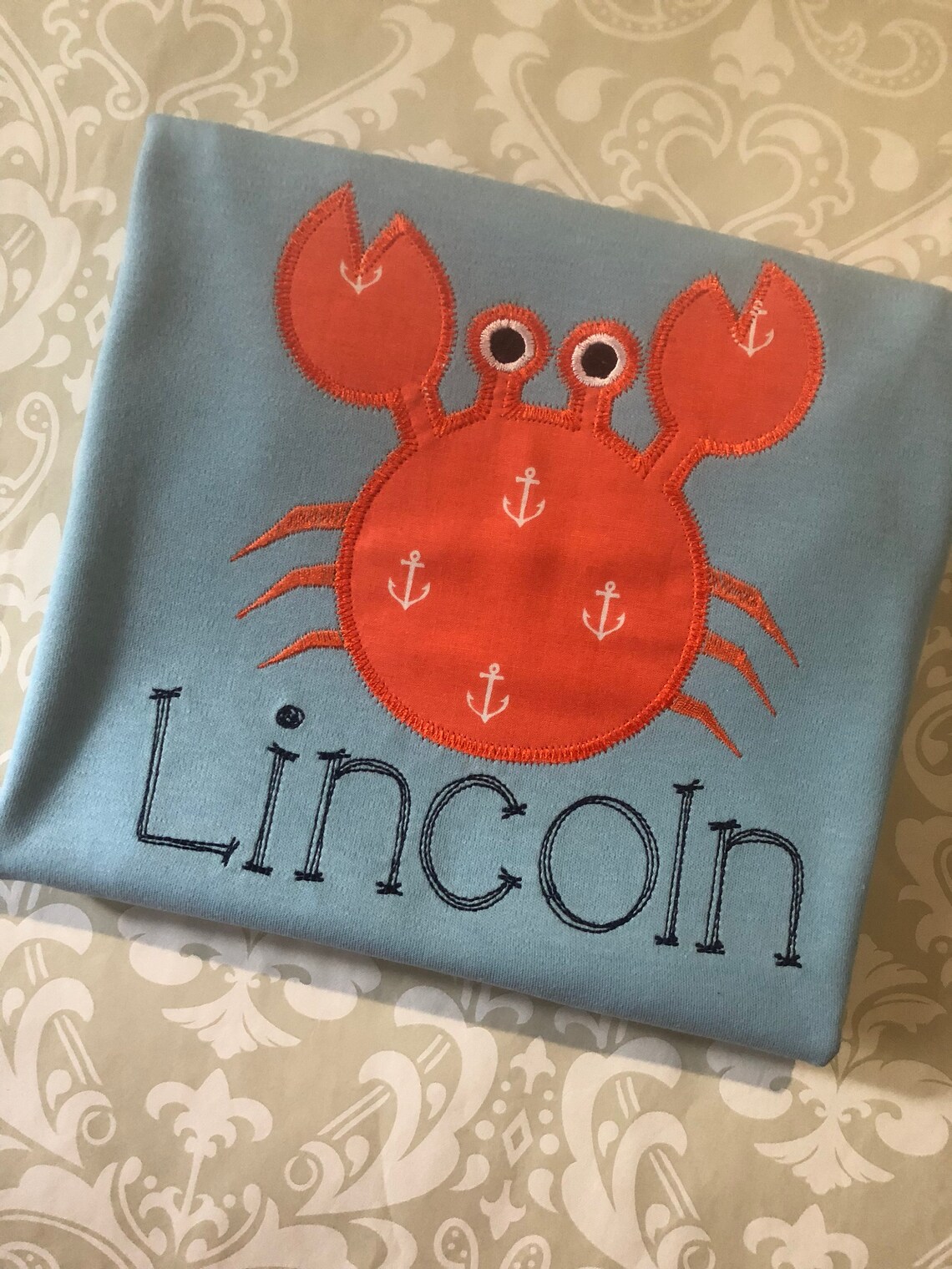 Crab Applique Tee Shirt Monogram Crab Shirt Beach Tees Crab | Etsy