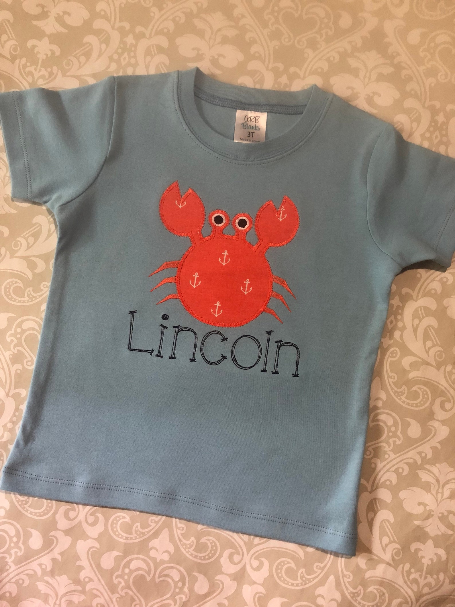 Crab Applique Tee Shirt Monogram Crab Shirt Beach Tees Crab | Etsy