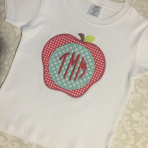 Boy Girl Back to School Apple Applique Monogrammed Shirt, Twin Biy Girl ...