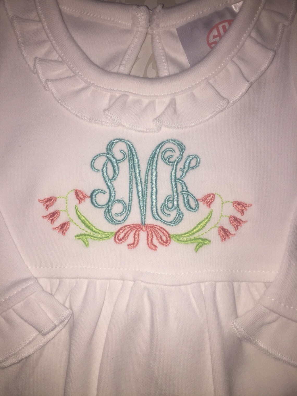 Monogram ruffle infant gown personalized baby gown baby | Etsy