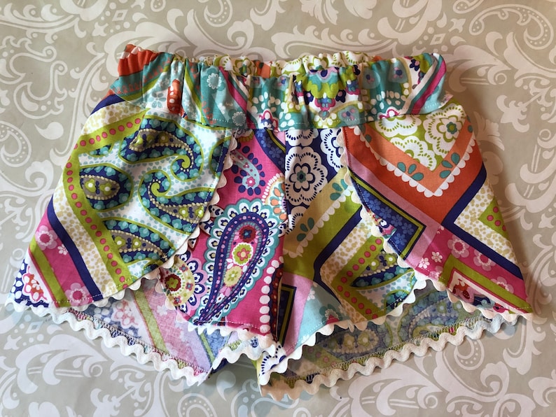 Girls Faux Wrap Shorts With Ric Rac Trim | Etsy