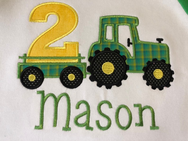 Monogram Tractor Birthday Raglan Tee Farm Birthday Shirt | Etsy
