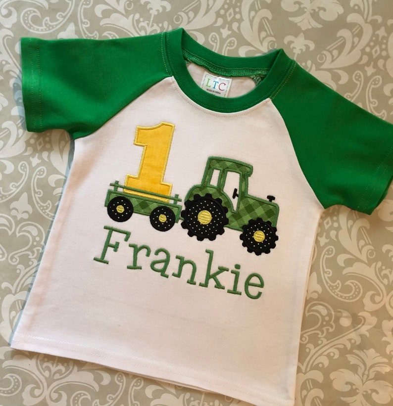 Monogram Tractor Birthday Raglan Tee Farm Birthday Shirt - Etsy