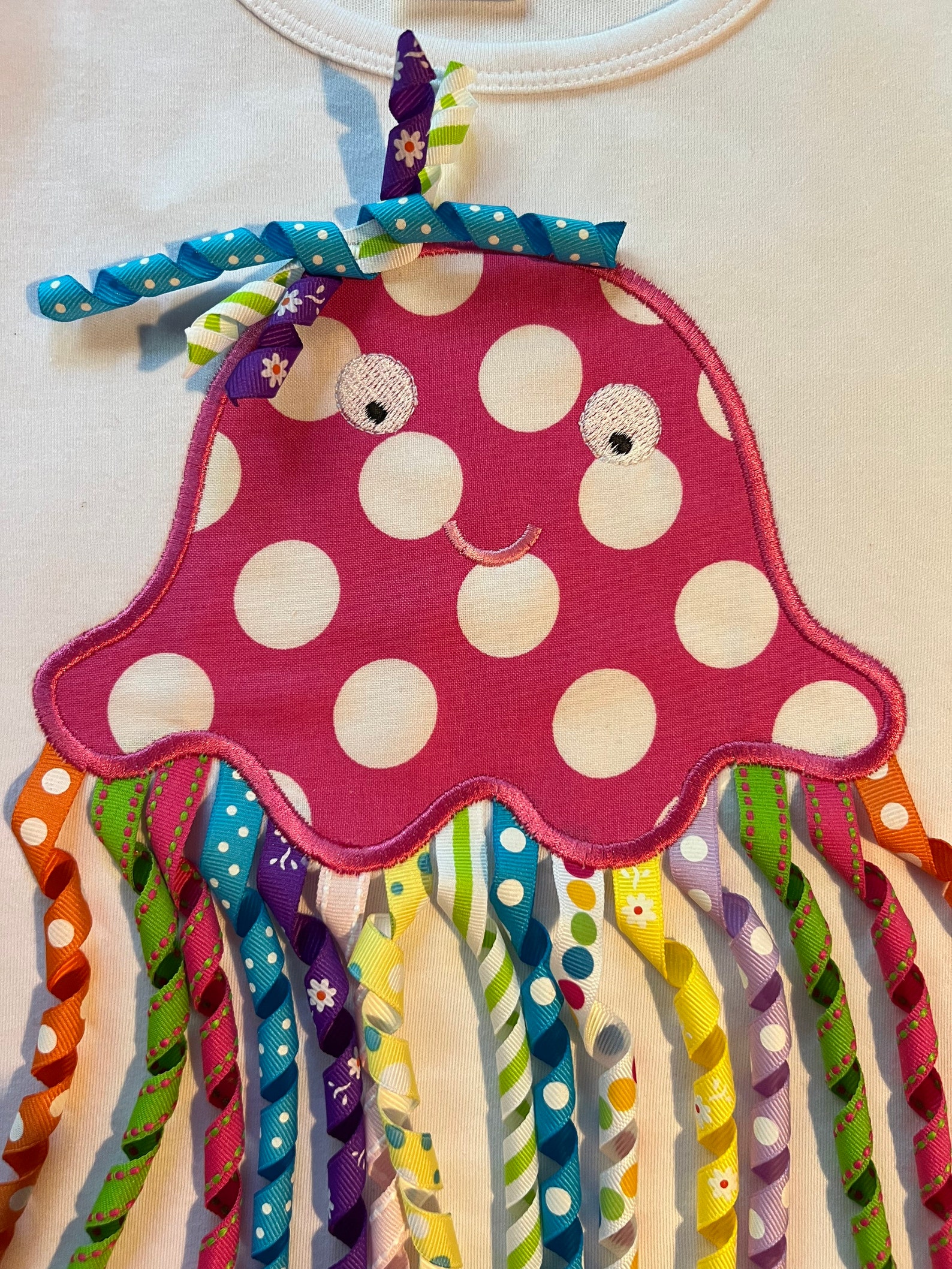 3D Ribbon Jelly Fish Ruffle Curly Ribbon Tee Shirt for Girls. - Etsy