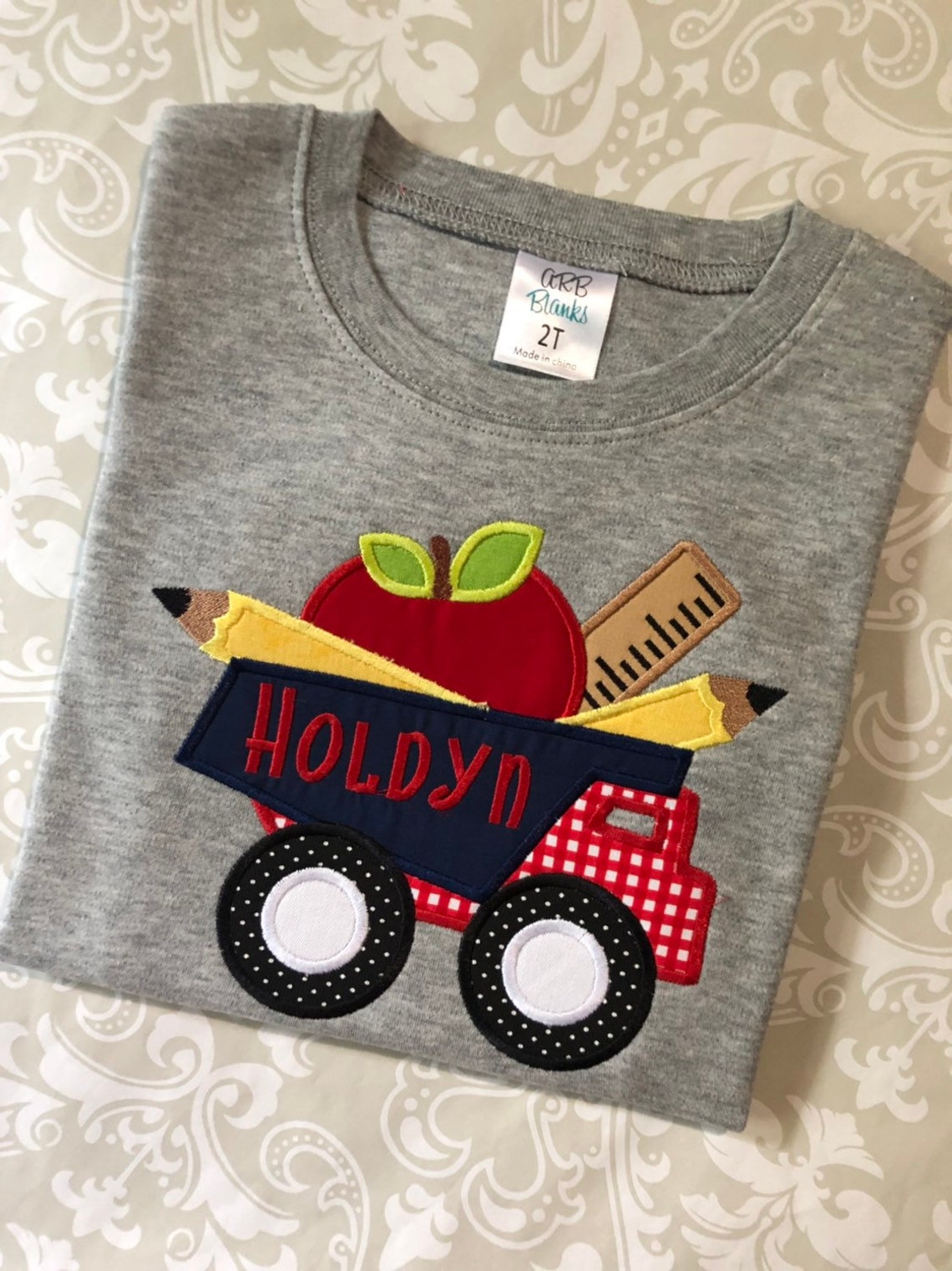 Back to School Dump Truck Applique Tee, First Day of School Shirt, Boys ...