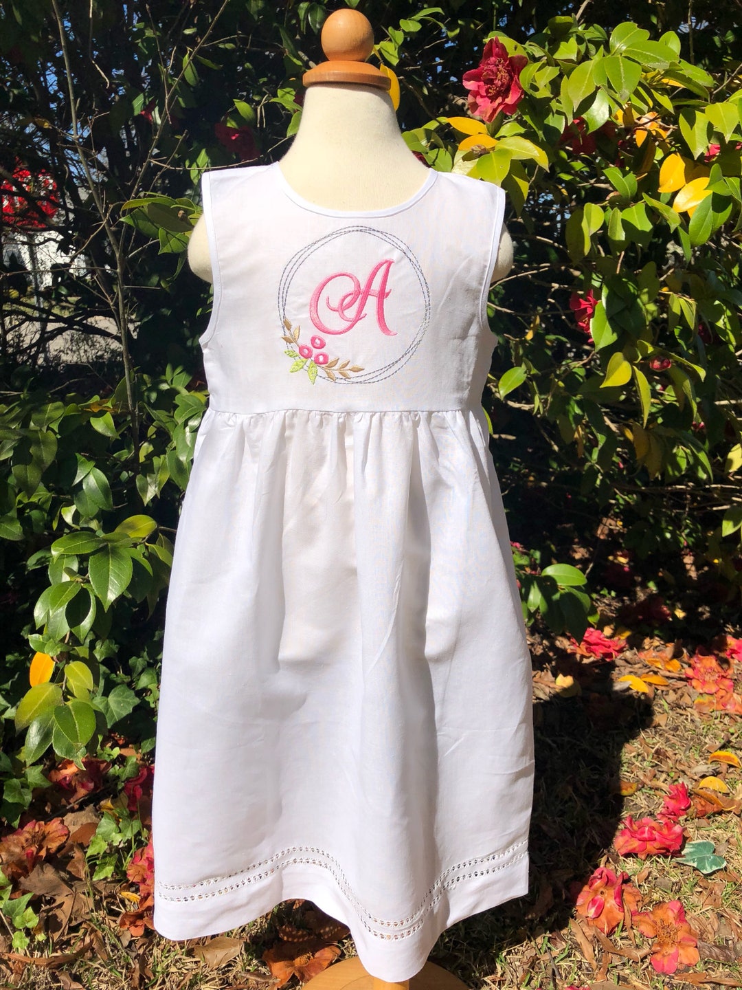 Monogrammed Easter Dress, White Monogram Dress, Confirmation Dress ...