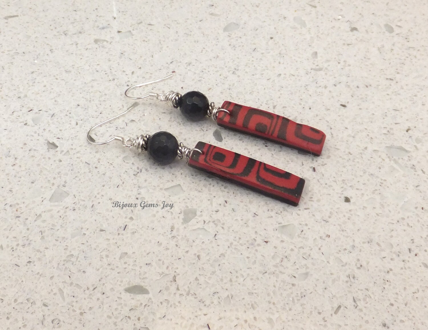 Bricolage Earrings Polymer Clay Onyx Sterling Silver - Etsy Canada