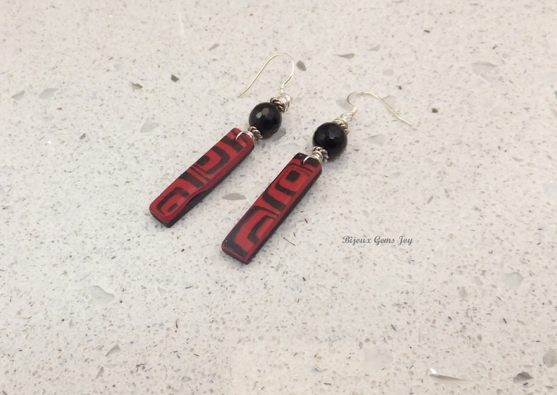 Bricolage Earrings Polymer Clay Onyx Sterling Silver - Etsy Canada