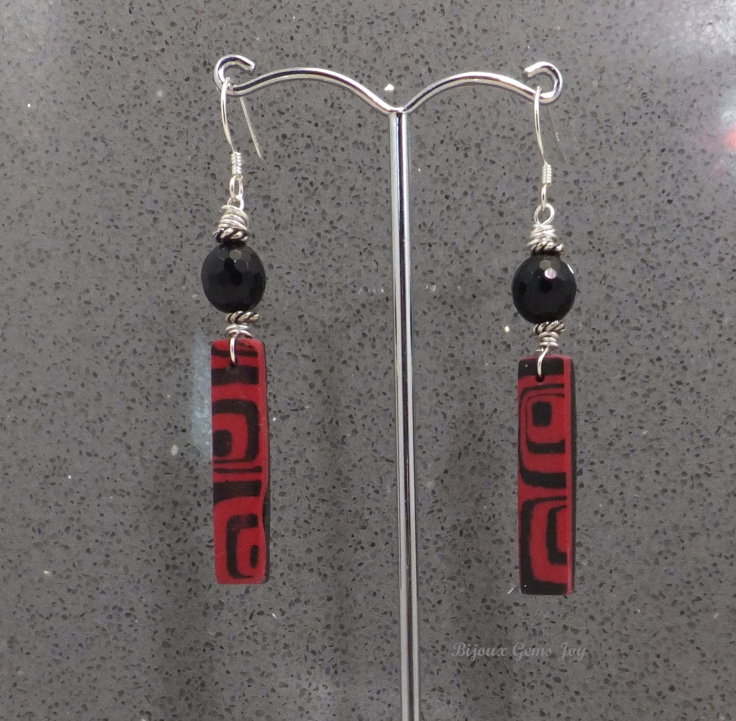 Bricolage Earrings Polymer Clay Onyx Sterling Silver - Etsy Canada