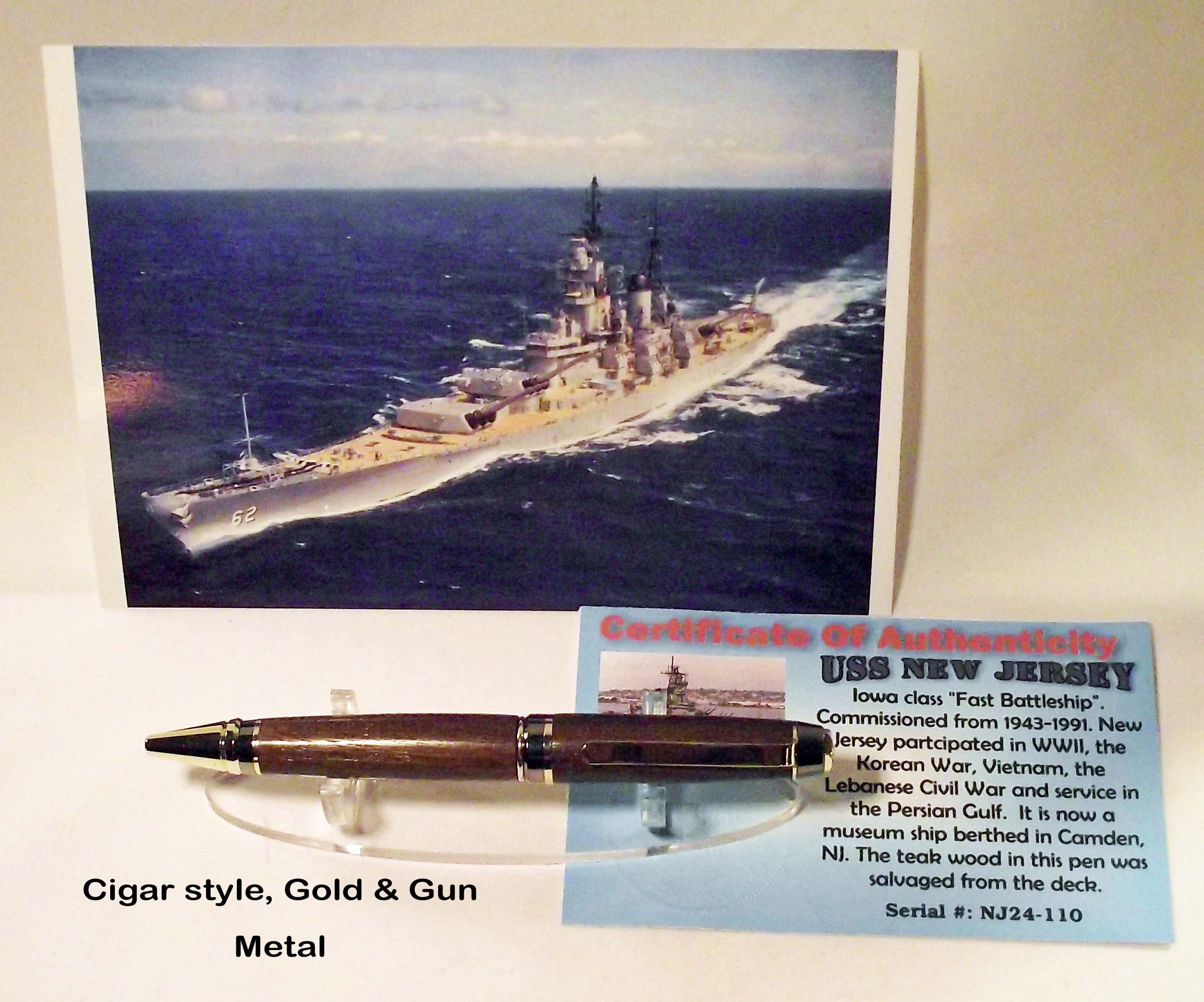 U.S.S. New Jersey Teak Deck Wood Pen - Etsy