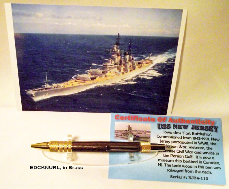 U.S.S. New Jersey Teak Deck Wood Pen - Etsy