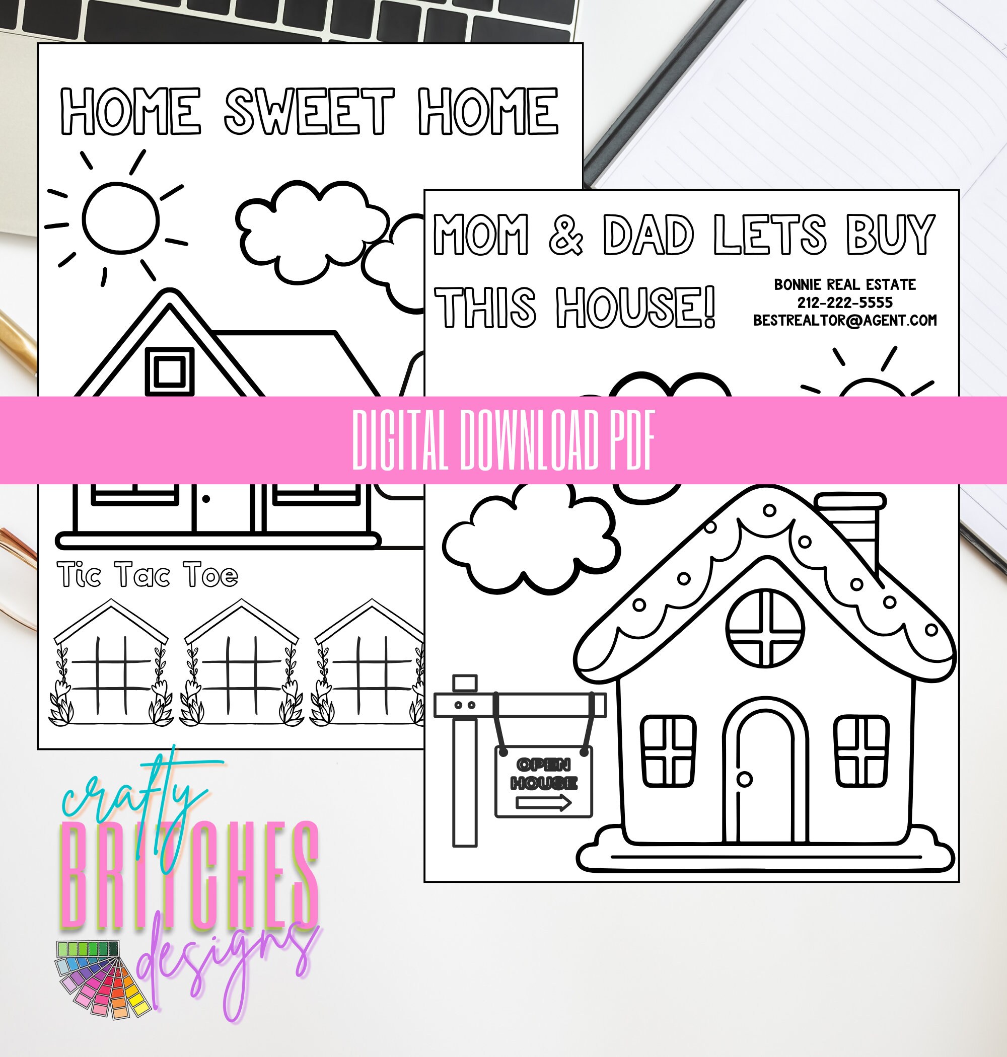 2 Real Estate Coloring Pages for Kids - Etsy