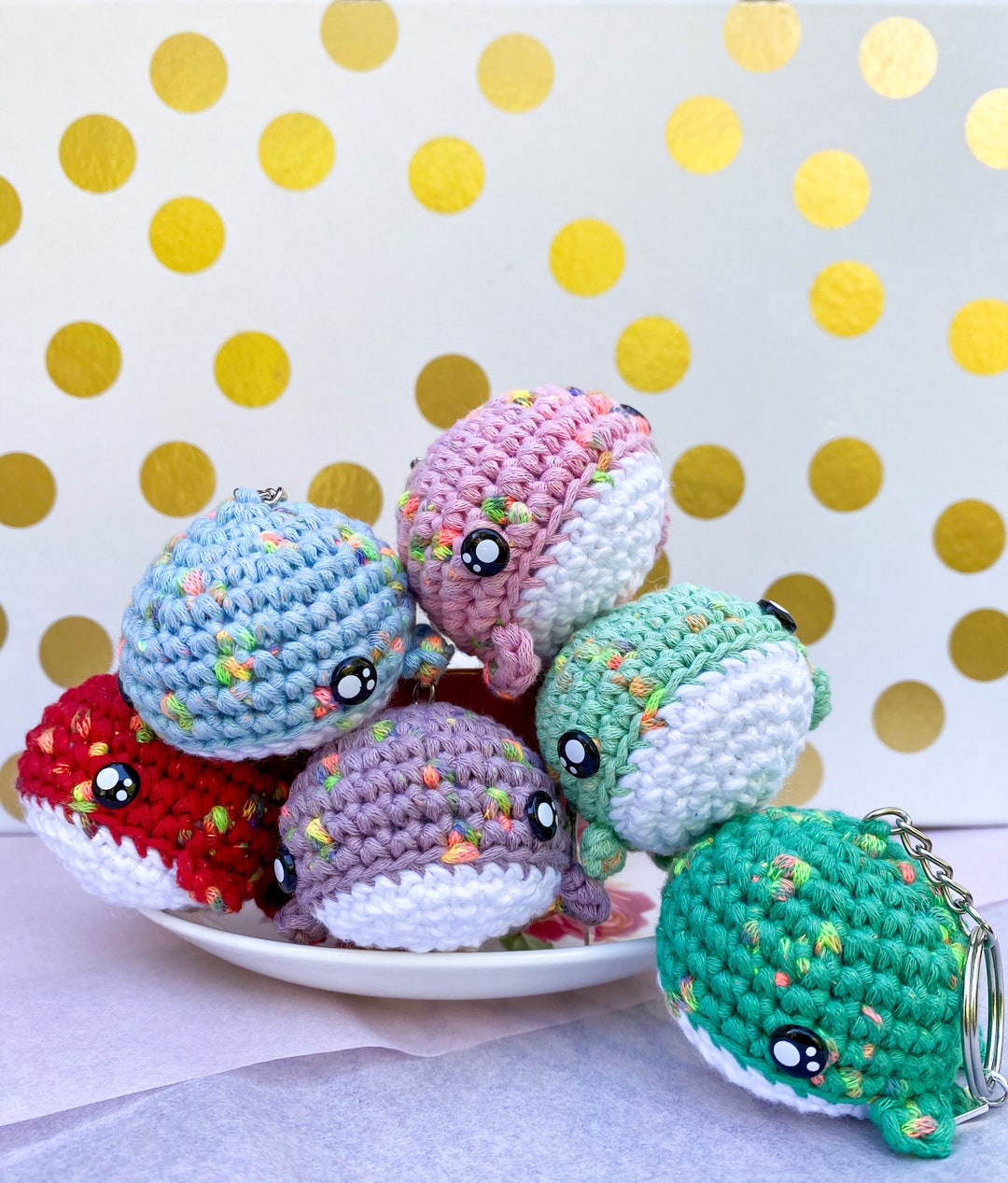 Crochet Barnacle Whale Keychain - Cute Eyes/sparkle Belly - Amigurumi ...