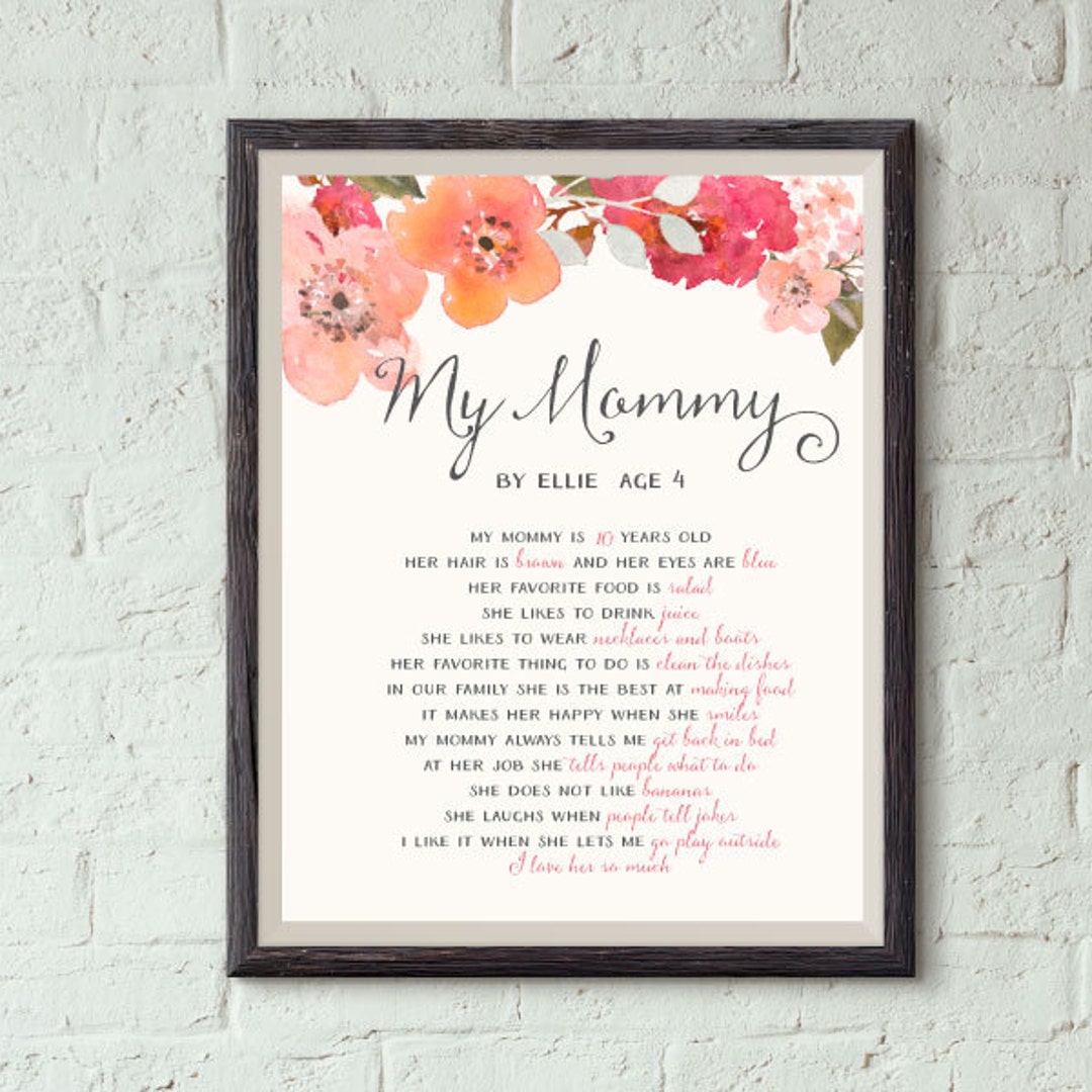 Mother's Day Gift, Watercolor All About My Mommy or Grandma Digital ...