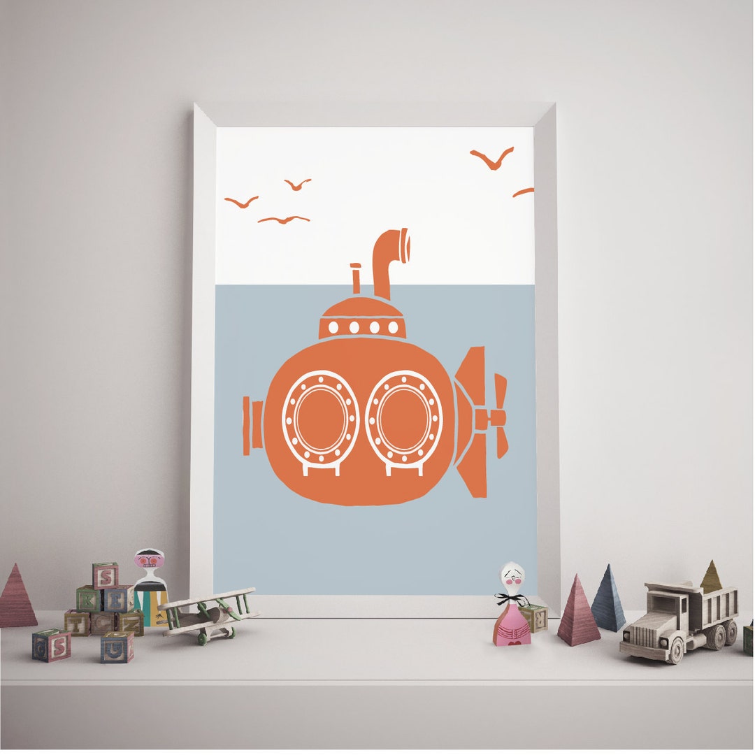 Submarine Nautical Wall Art, Nautical Nursery Decor, Baby Boy Decor ...