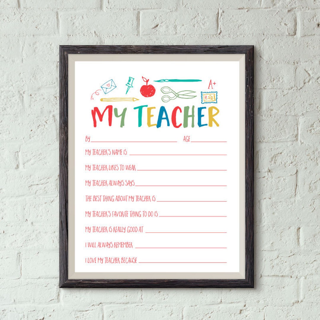 Teacher Appreciation Gift, All About My Teacher, Teacher Gift, Kid ...
