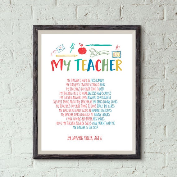 Teacher Appreciation Gift All About My Teacher Teacher Gift | Etsy