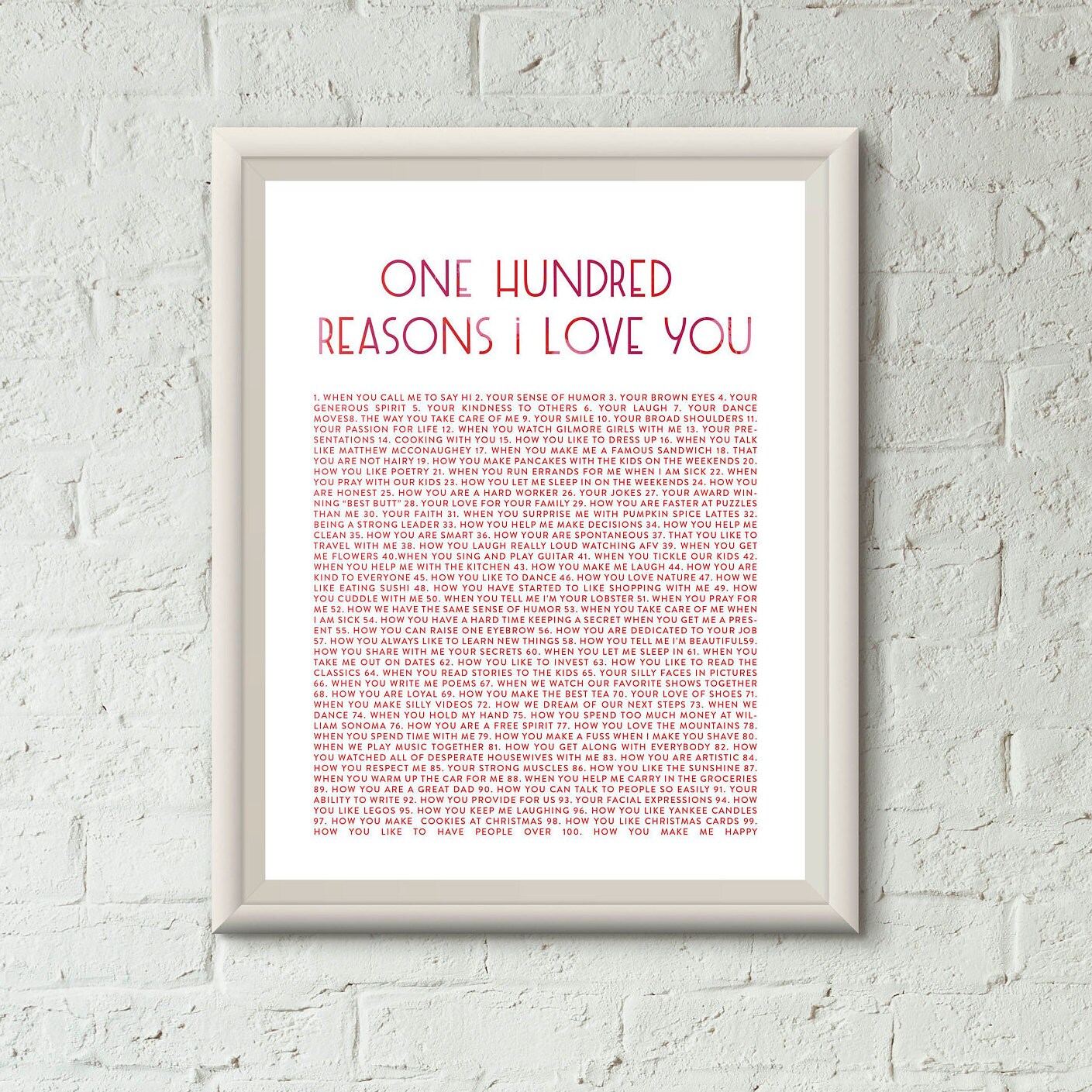 Top Reasons I Love You List, Ways I Love You, Valentine Gift ...