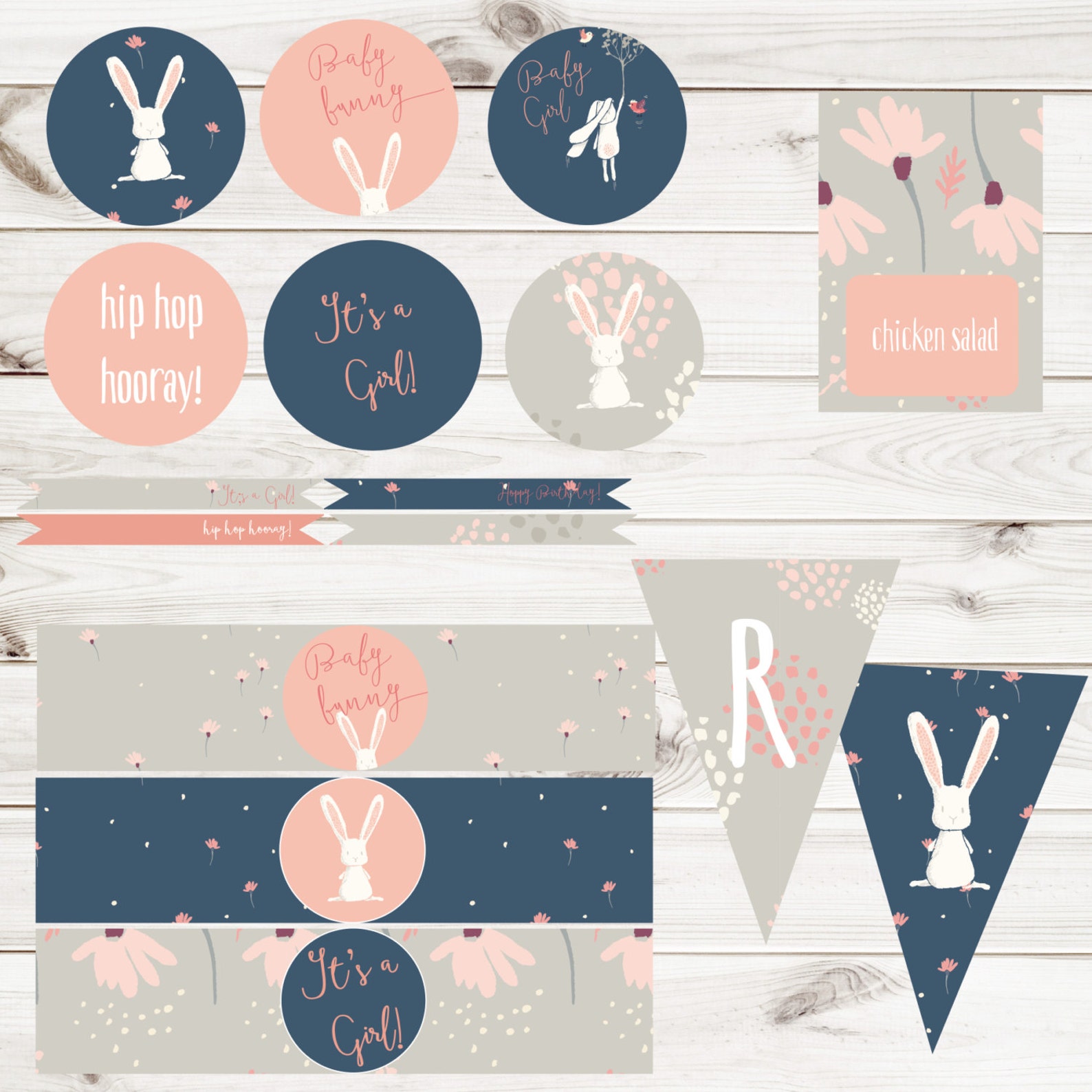 Baby Shower Party Package, Bunny Baby Shower, Bunny Rabbit, New Baby ...