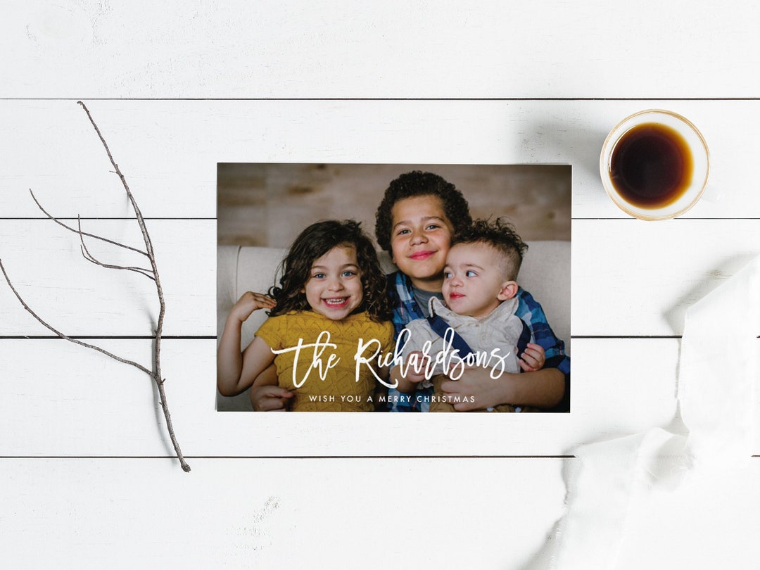 Last Name Holiday Photo Card, Custom Name Christmas Card, Personalized ...