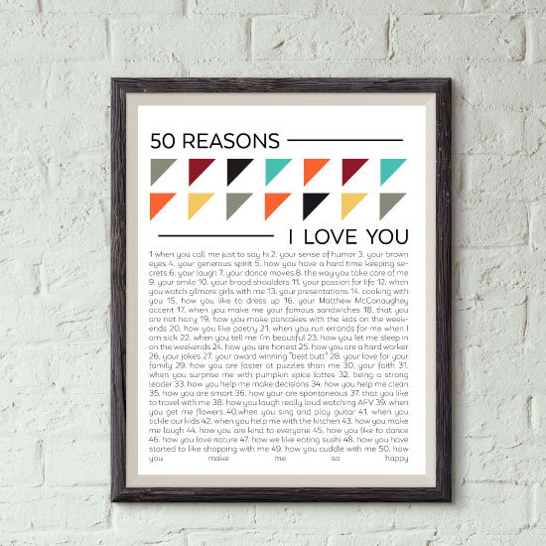 Reasons I Love You Card, Valentine Day Card, Father's Day Gift ...