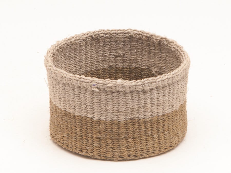 Brown & Grey Basket Short Colour Block. Round Handwoven Sisal - Etsy UK