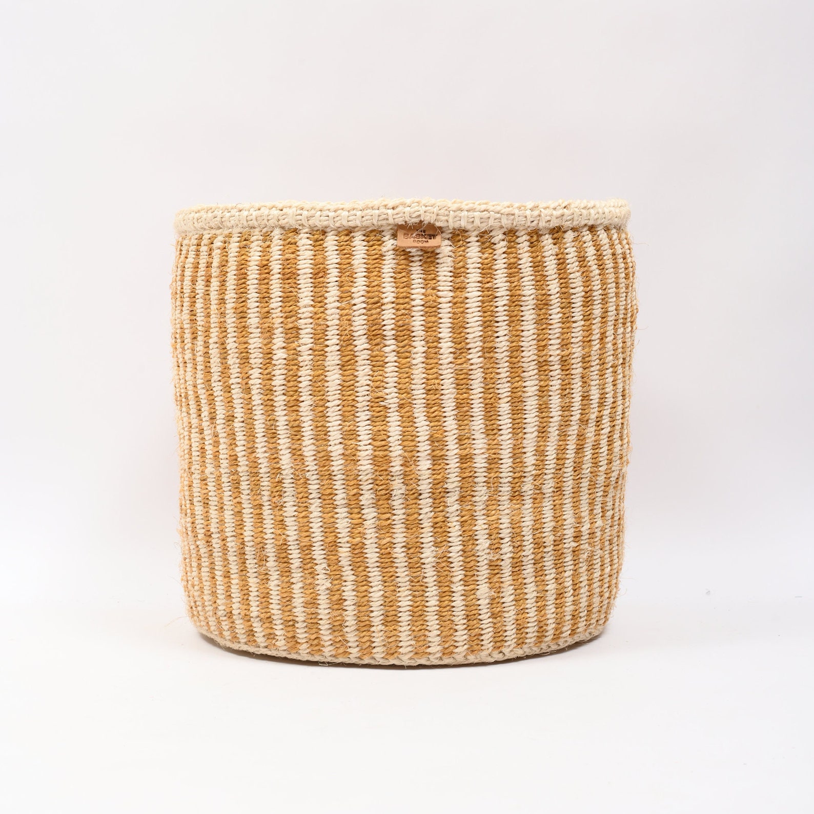 Gold Pinstripe Woven Storage Basket - Etsy