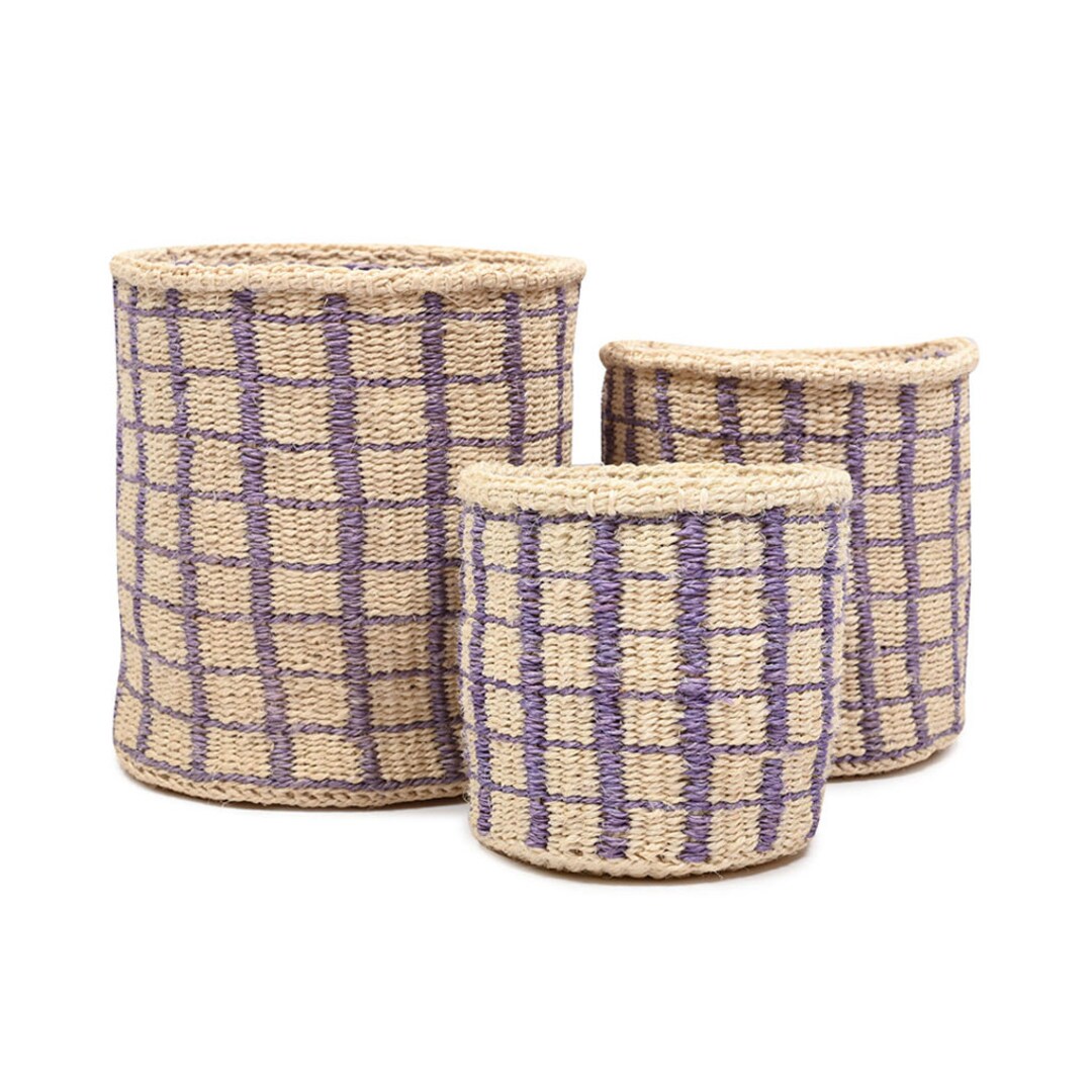 Purple Check Woven Storage Basket - Etsy
