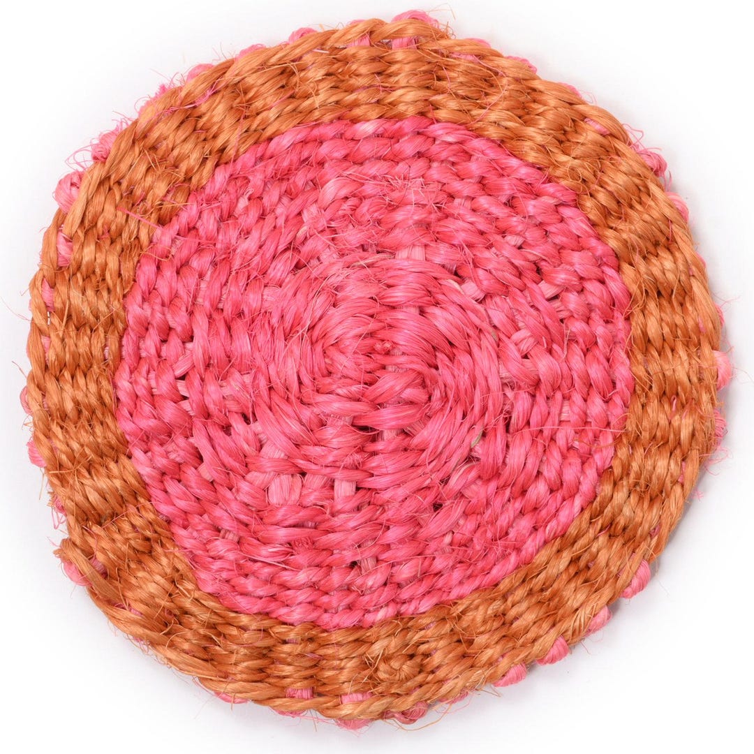 Handwoven Sisal Coaster, Pink & Orange Woven Tableware, Kenyan Made - Etsy