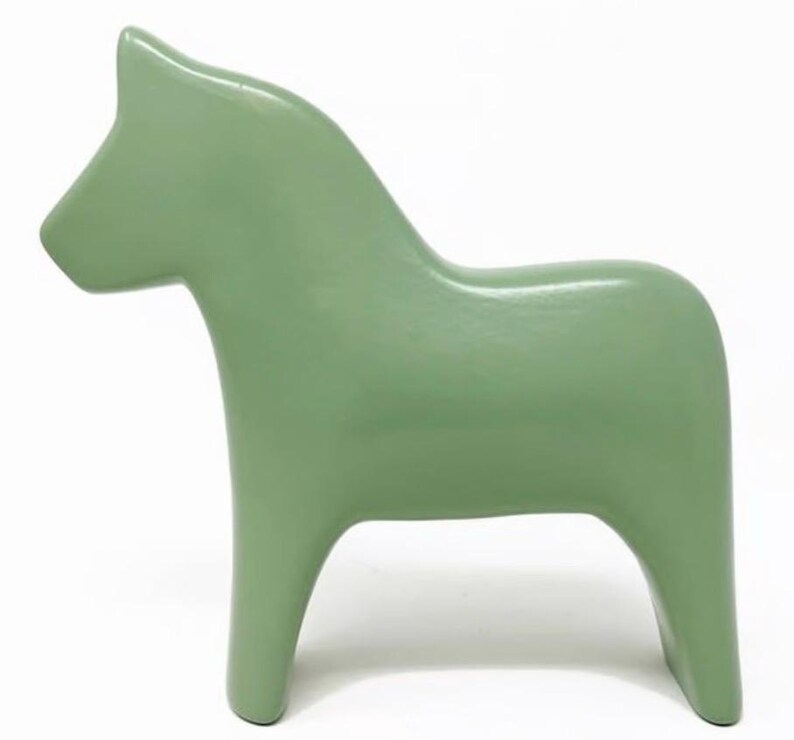 IKEA Klotplatan Dala-style Horse Figure Earthenware Sage Green Apprx. 7 ...