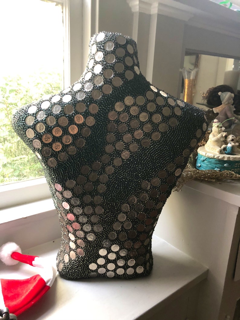 Change of Art – Coin & Bead Mosaic Mannequin Sculpture - Etsy