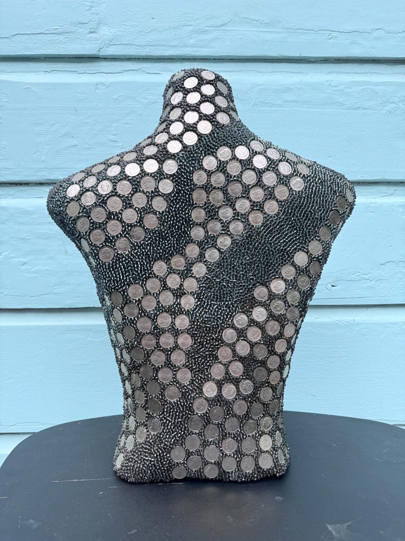 Change of Art – Coin & Bead Mosaic Mannequin Sculpture - Etsy