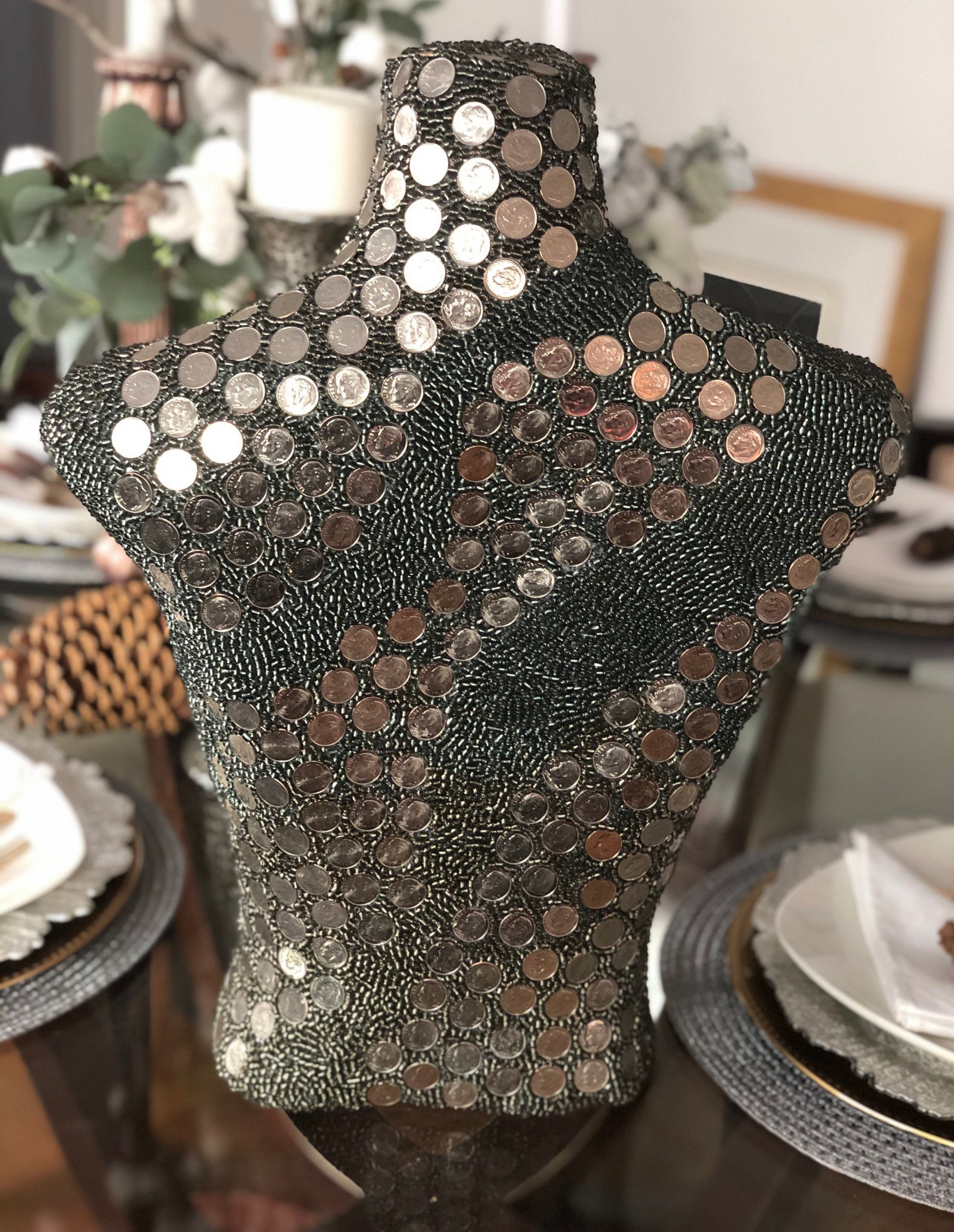 Change of Art – Coin & Bead Mosaic Mannequin Sculpture - Etsy