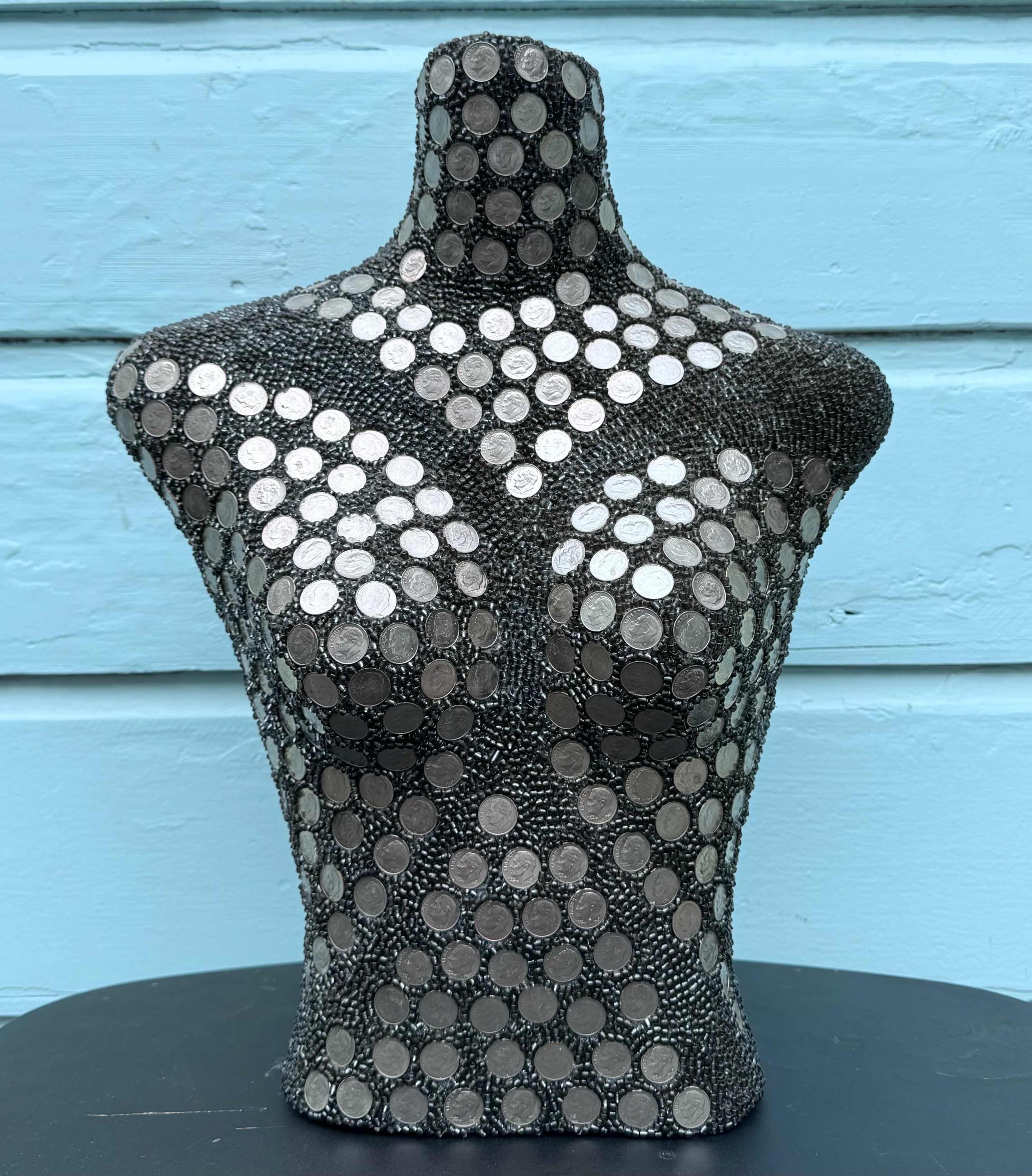 Change of Art – Coin & Bead Mosaic Mannequin Sculpture - Etsy