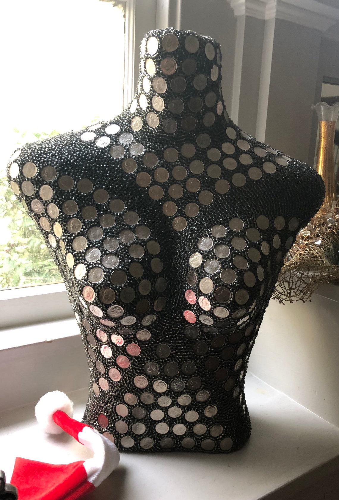 Change of Art – Coin & Bead Mosaic Mannequin Sculpture - Etsy
