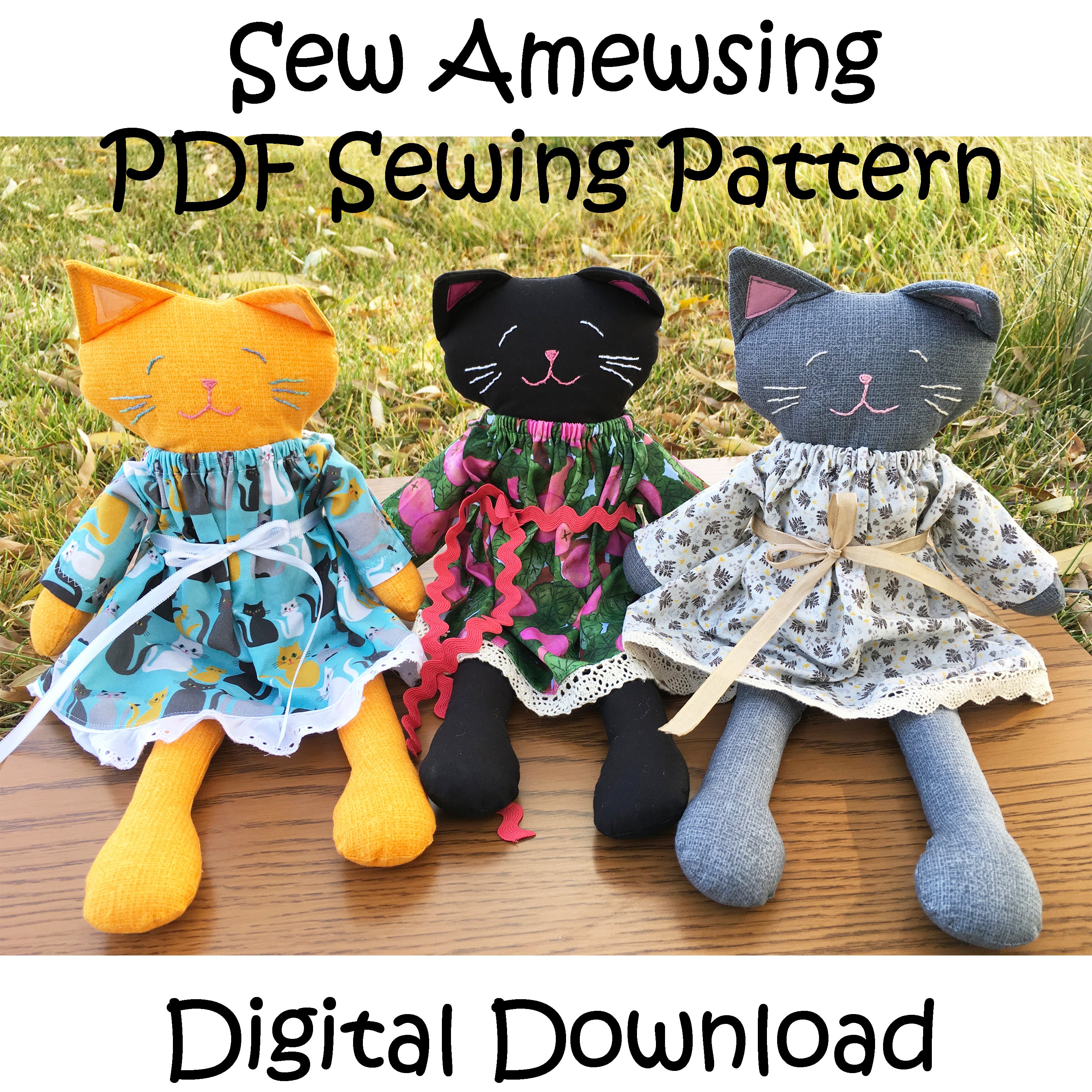 Kitty Cat Doll PDF Sewing Pattern - Digital Download to Print and Sew ...