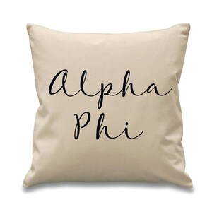 Alpha Phi // A Phi // Sorority Canvas Pillow // 17x17 // Cursive Pillow // Sorority and Greek ...