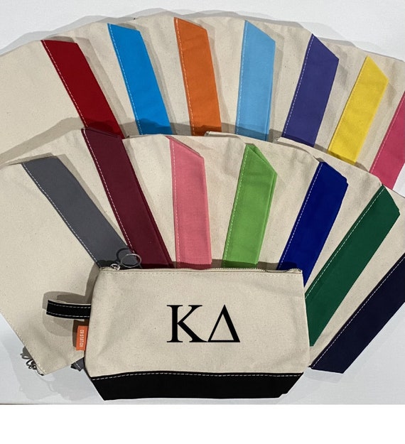 Kappa Delta // KD // Sorority Zippered Canvas Cosmetic Bag // | Etsy