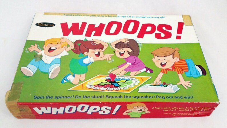 Vtg 1968 WHOOPS Game by Whitman Action Stunt Children's Game Complete ...