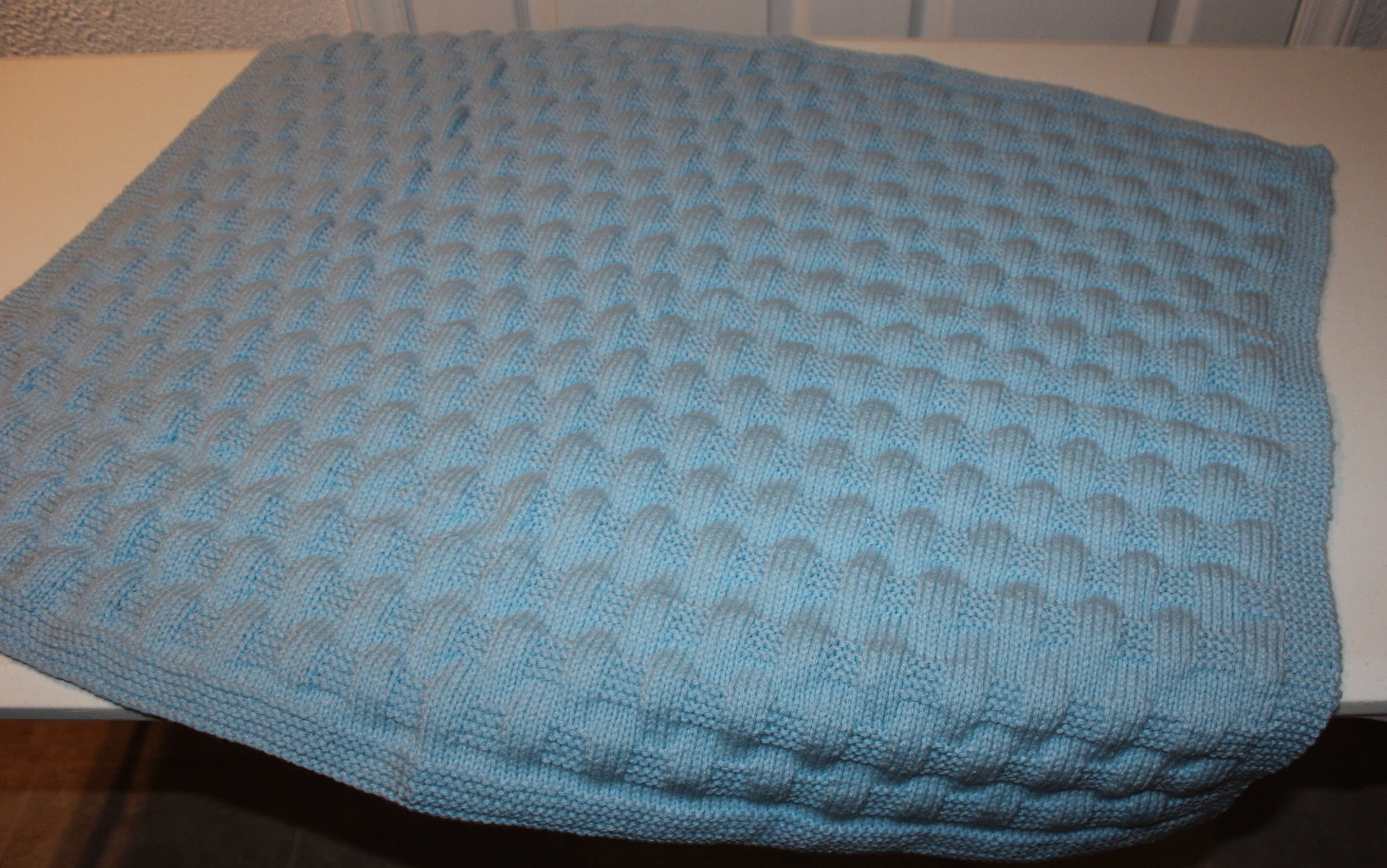 Light Blue Baby Blanket, Baby Blanket, Hand Knitted Baby Blanket - Etsy