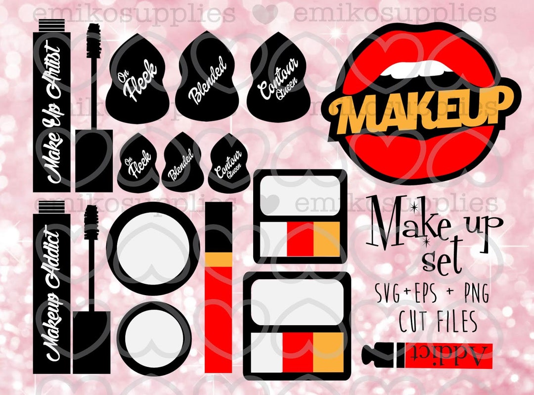 Makeup Set 5 Cut File SVG EPS JPEG Makeup Lipstick Makeup Artist - Etsy