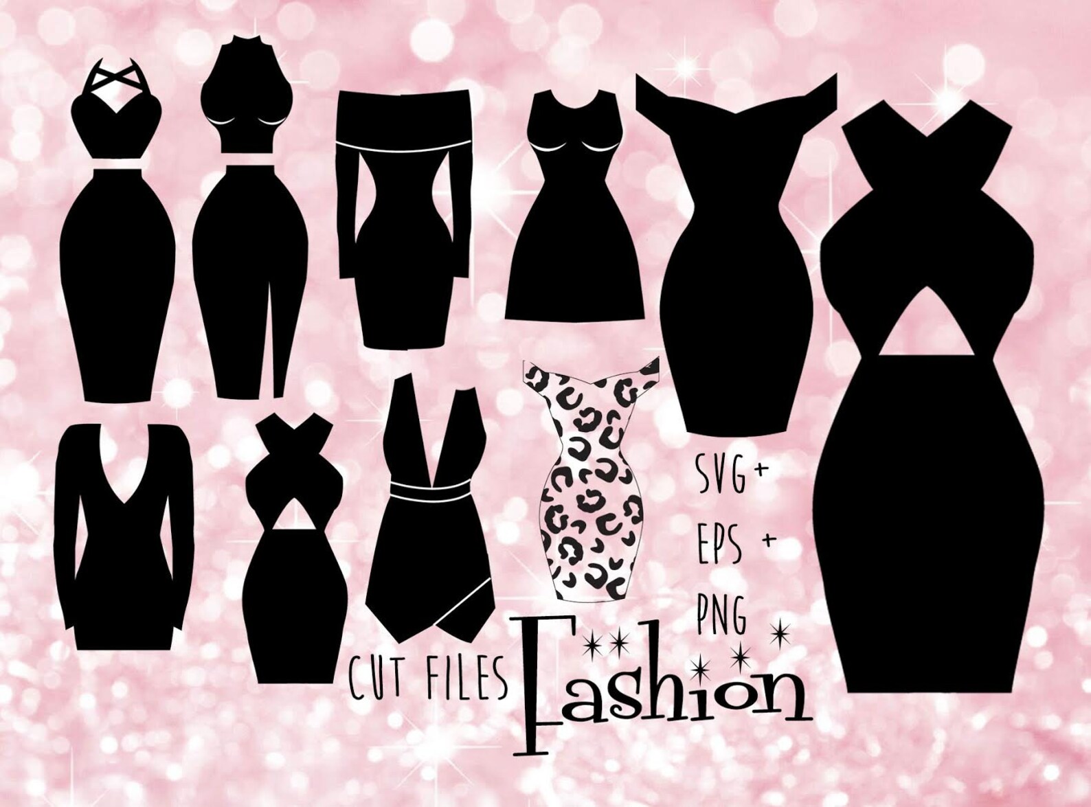 Fashion Dresses Cut File SVG EPS JPEG Outfit Clothes Fashion Clothing ...