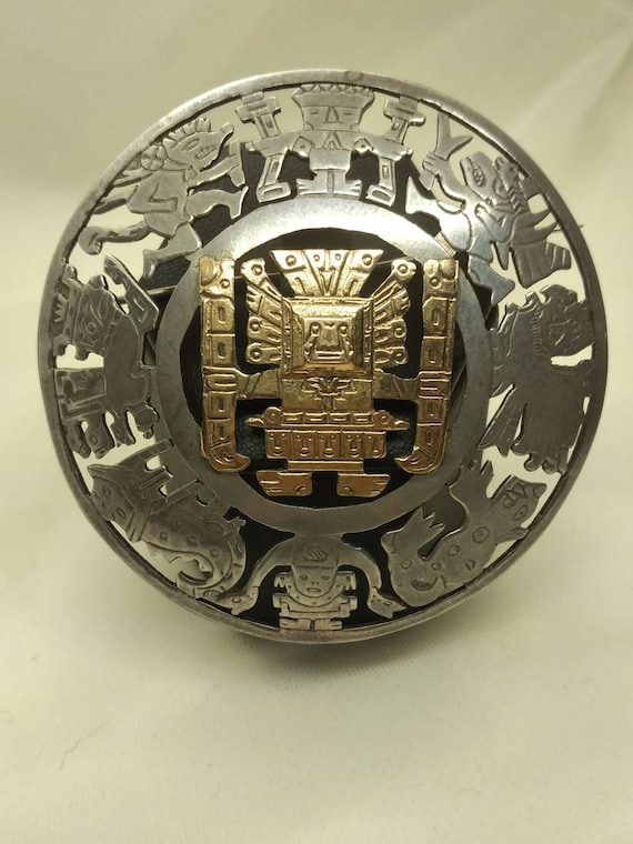 Ancient Peruvian gold and silver Mayan brooch and pen… - Gem